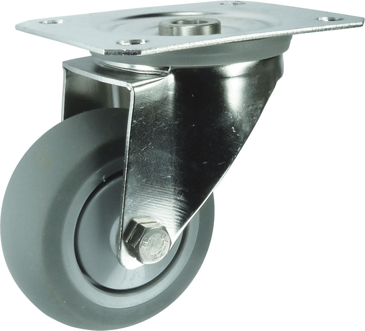 100mm Grey Rubber Castor unbraked with plate - Catering Hardware Direct