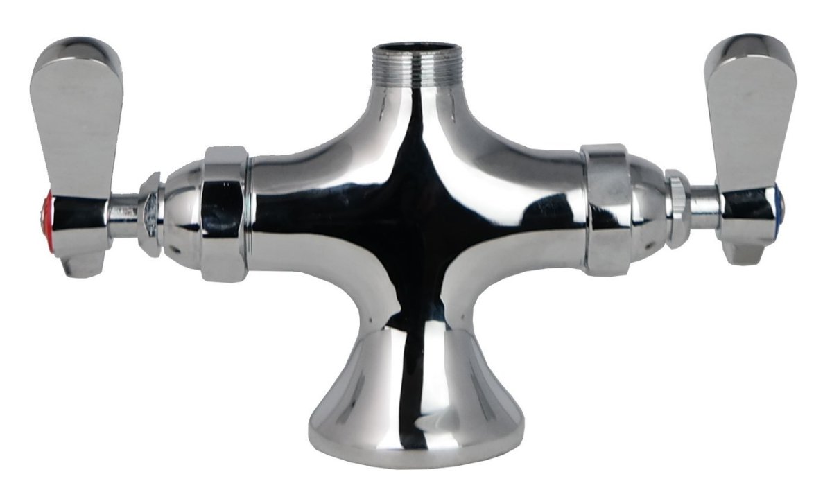 Deck Mounted Single Pedestal, Twin Feed Taps - Catering Hardware Direct