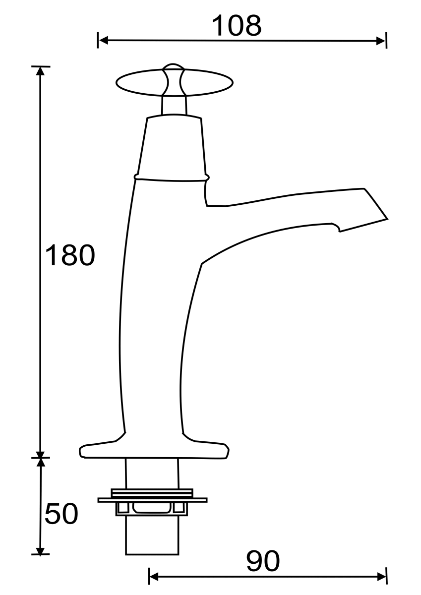 High Neck Pillar Taps with Cross Head - Catering Hardware Direct