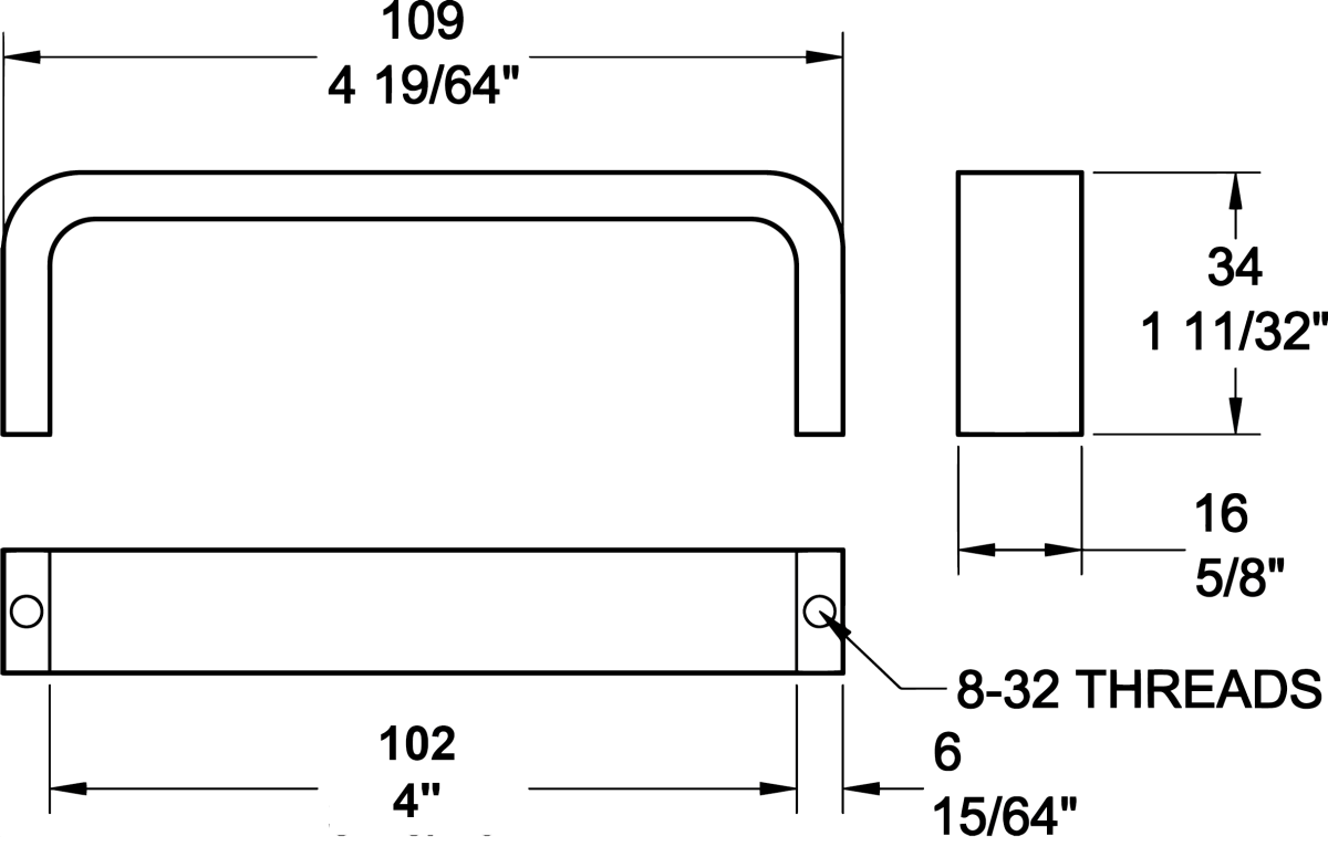 Satin Finish, Stainless Steel D Handle - Catering Hardware Direct